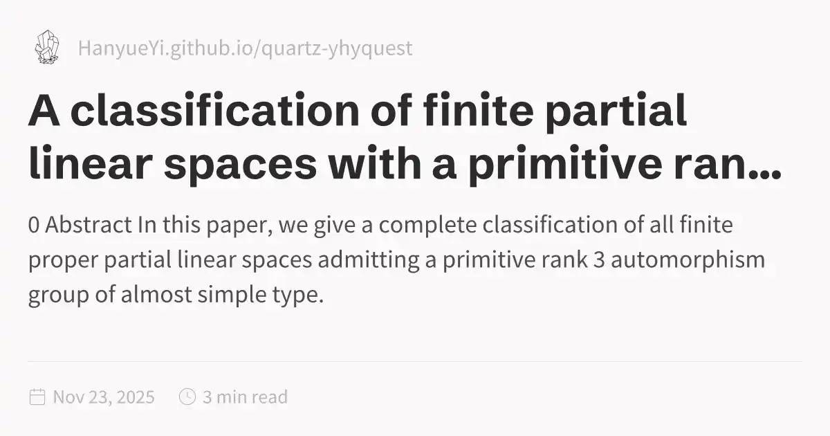A classification of finite partial linear spaces with a primitive rank ...
