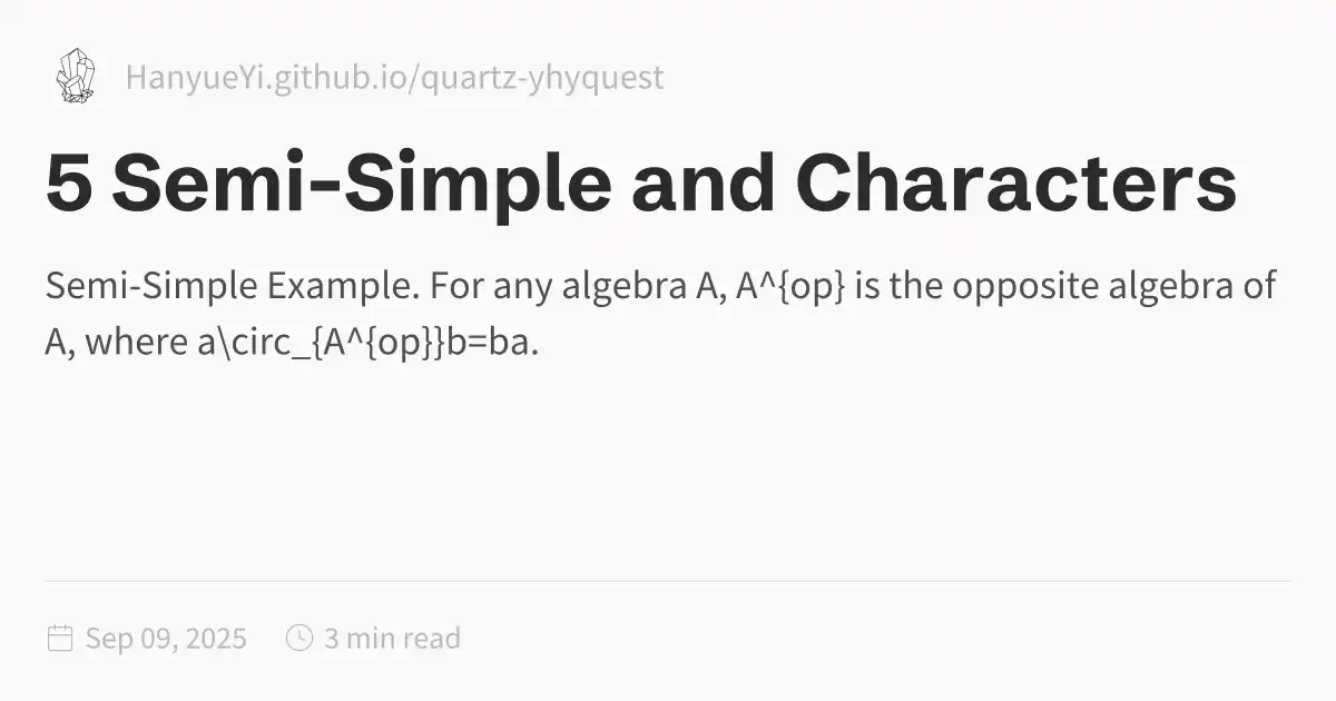 5 Semi-Simple and Characters