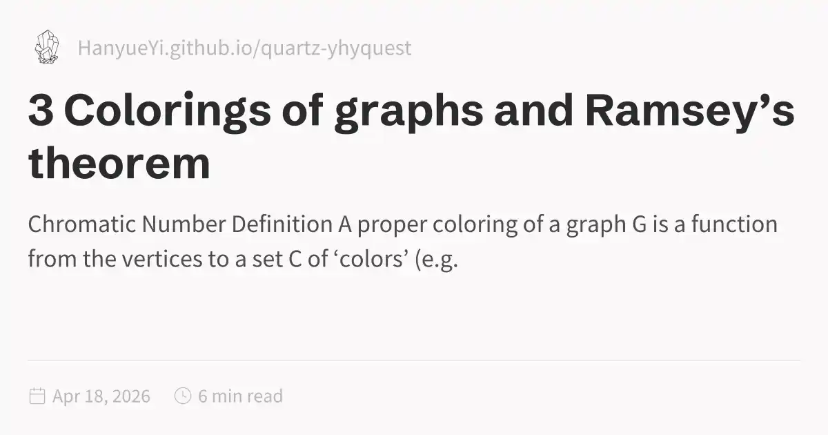 3 Colorings of graphs and Ramsey’s theorem